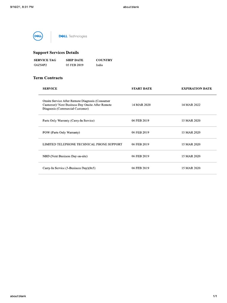 Dell Laptop Service Warranty | PDF