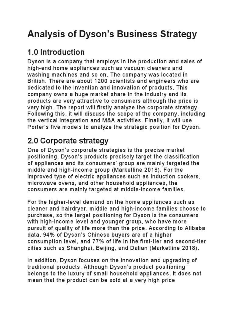 Analysis of Dyson's Business Strategy | Download Free PDF | Innovation ...