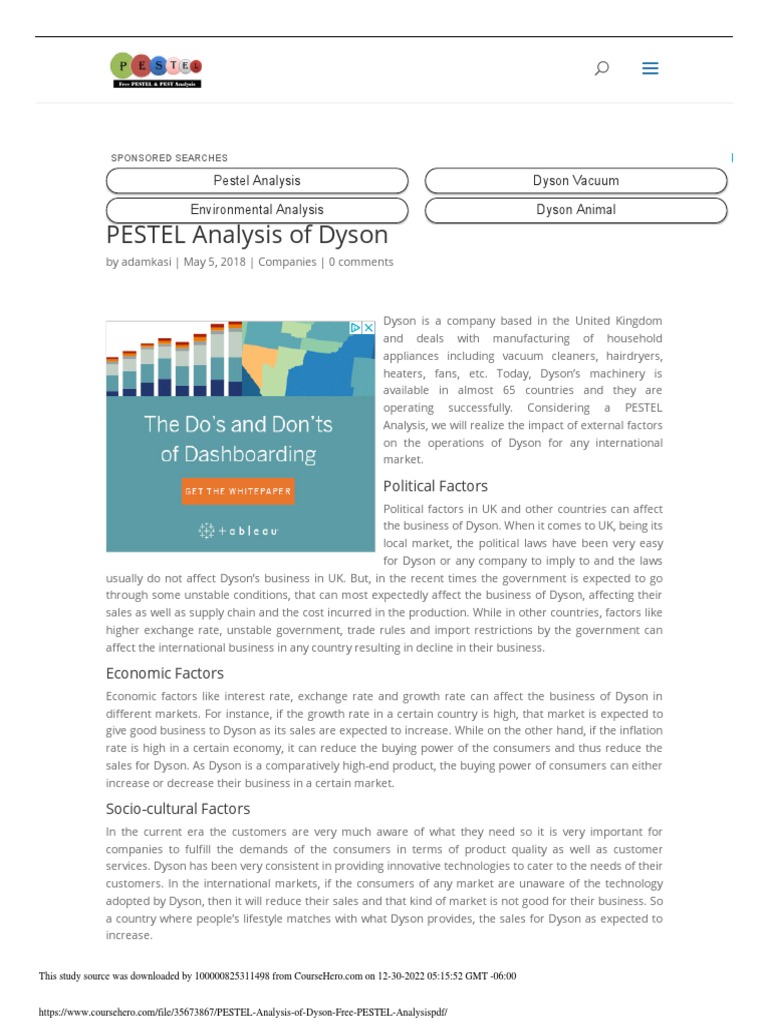 PESTEL Analysis of Dyson Free PESTEL Analysis PDF | PDF | Market ...