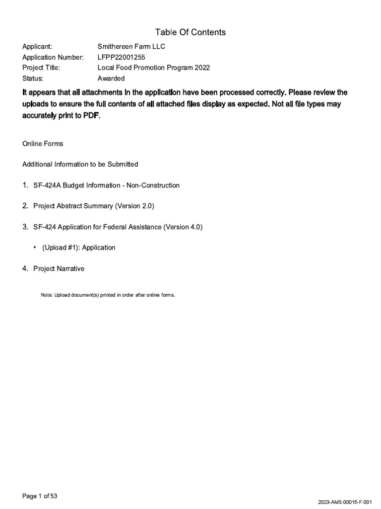 USDA Grant Application - Redacted | PDF