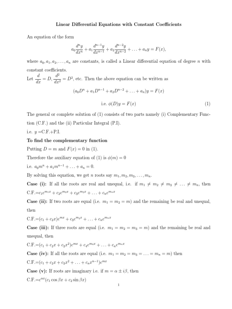 Solving Linear Differential Equations A Comprehensive Guide To Finding