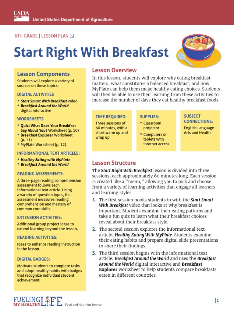 Breakfast Around the World Lesson Plan | PDF | Foods | Nutrition Facts ...