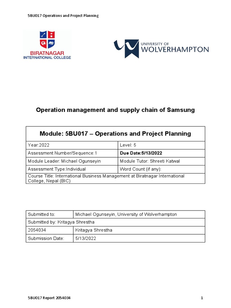 Operation Management and Supply Chain of Samsung | PDF | Supply Chain ...