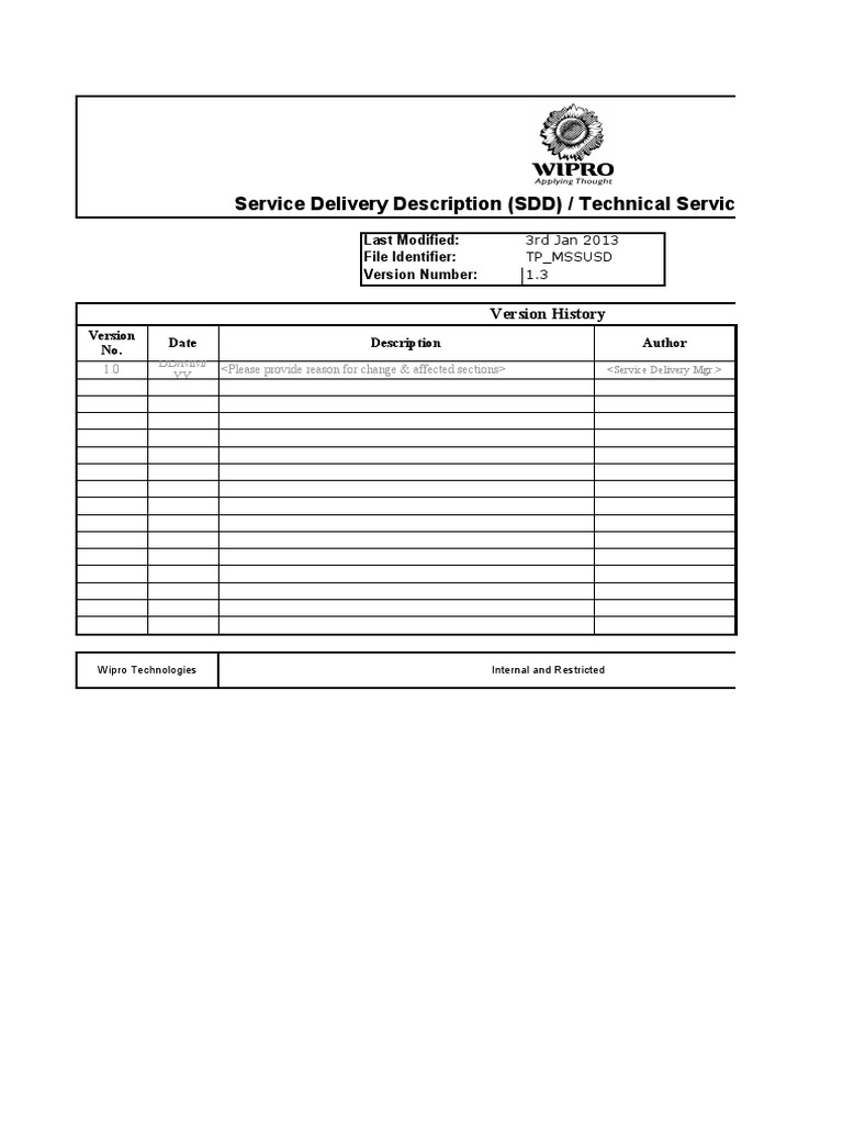 Service Delivery Description (SDD) - Program Service Catalog | PDF | File Transfer Protocol ...