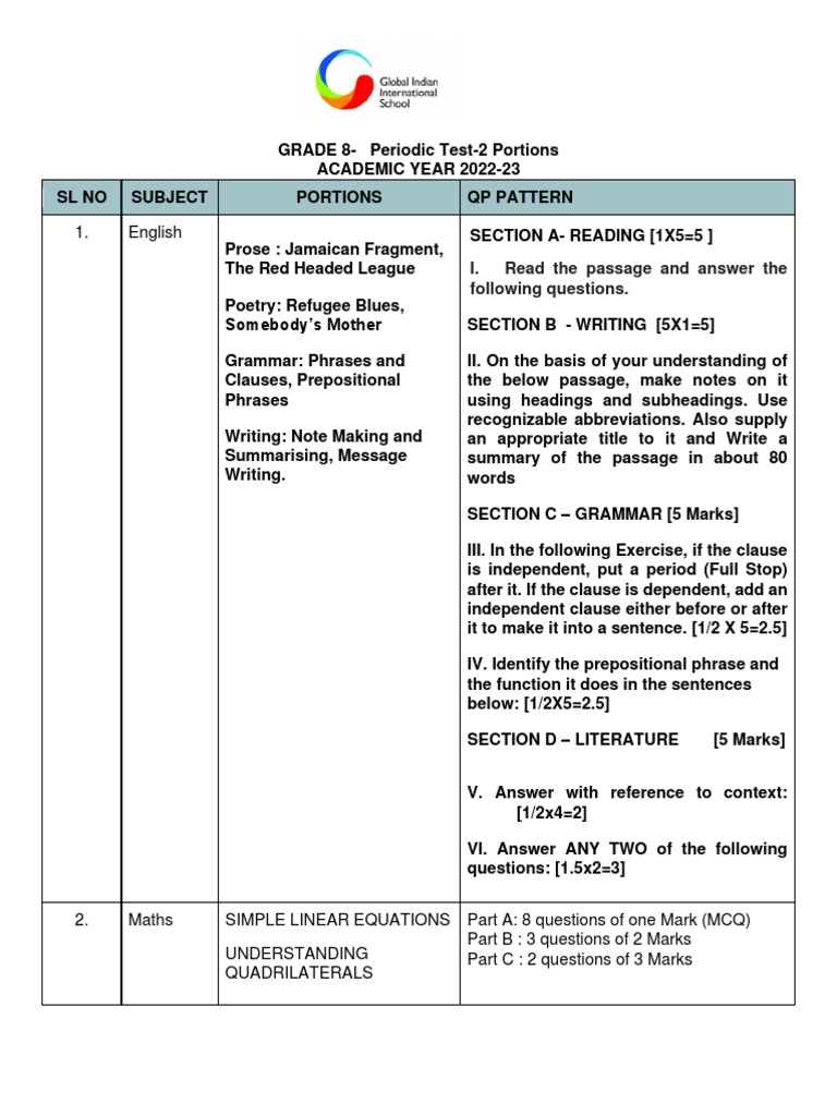 PT-2-Grade 8 Portions - 6306 | PDF | Clause | Phrase