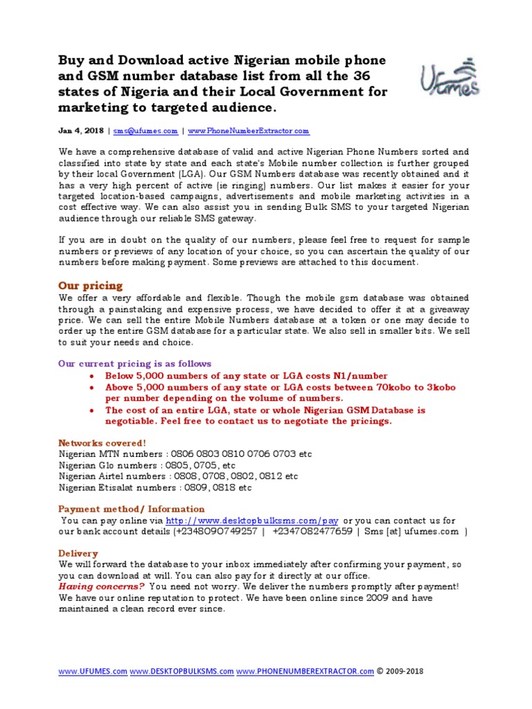 Purchase and Download Active Nigerian Mobile Phone and GSM Number ...