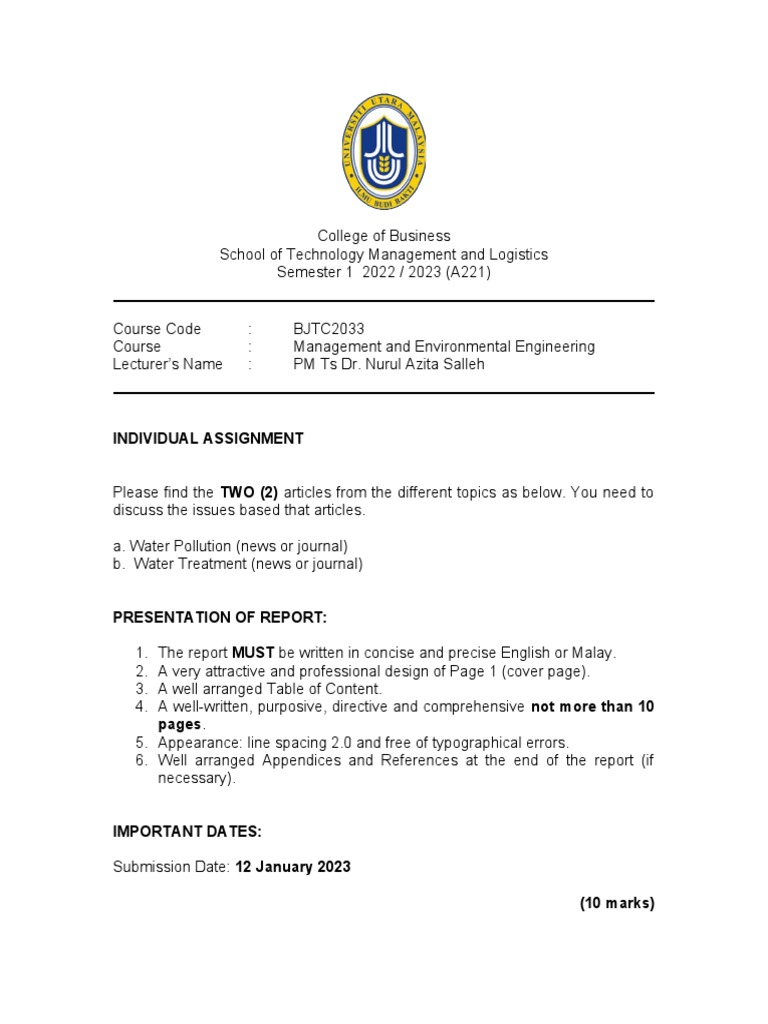 BJTC2033 - Individual Assignment - A221 | PDF