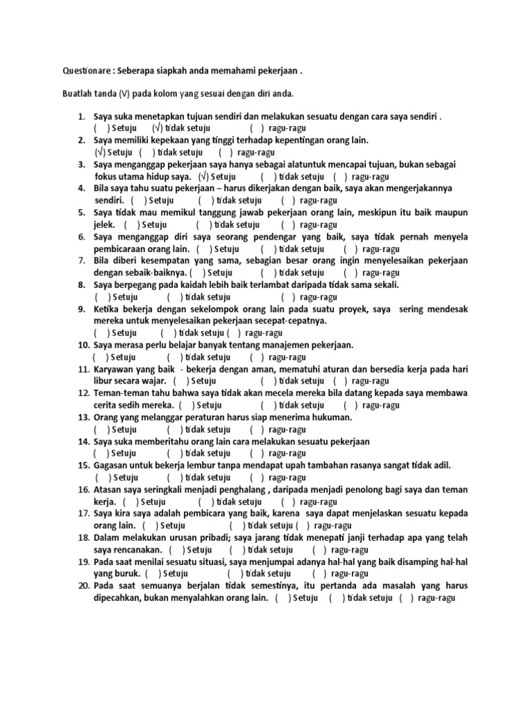 Questionare Analisa Diri | PDF