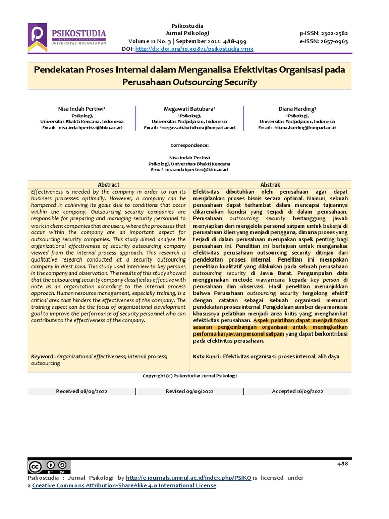 Jurnal Psikostudia - Pendekatan Proses Internal | PDF