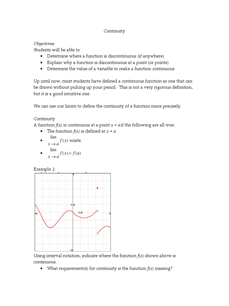 Continuity Pdf Continuous Function Function Mathematics