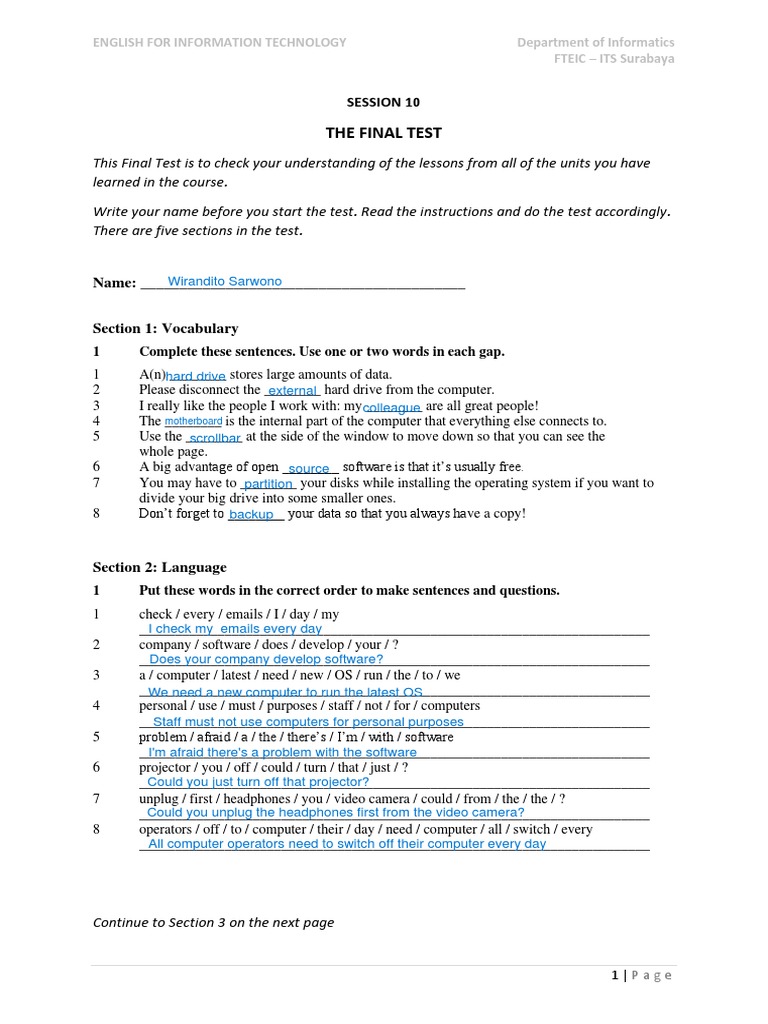 SESSION 10 - Final Test | PDF | Operating System | Software