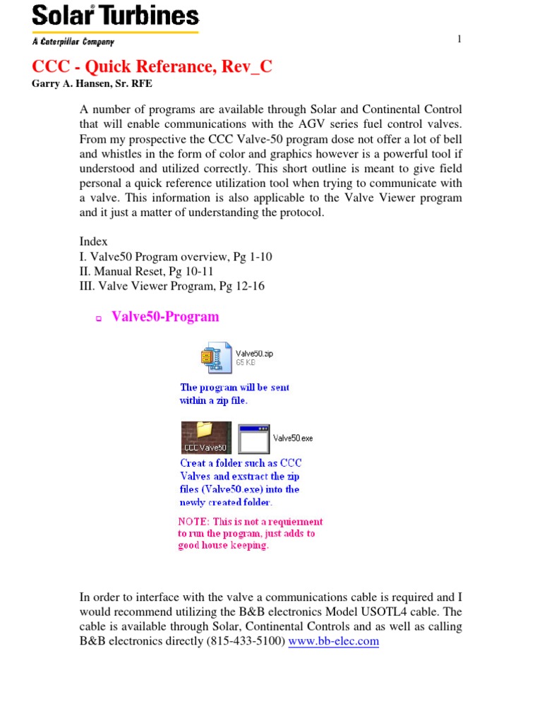 CCC Valve 50 Quick Ref Rev C | PDF | Usb | Computing