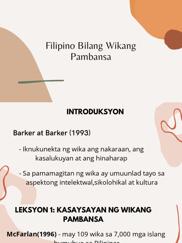 Filipino Wikang Pambansa | PDF