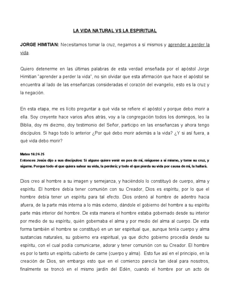 Vida Natural vs. Vida Espiritual | PDF | Alma | Vida