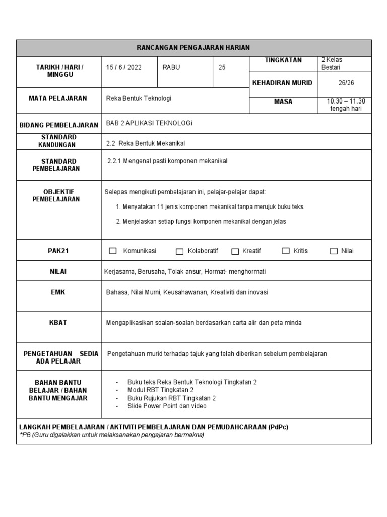 RPH 2 (Rekabentuk Mekanikal) | PDF