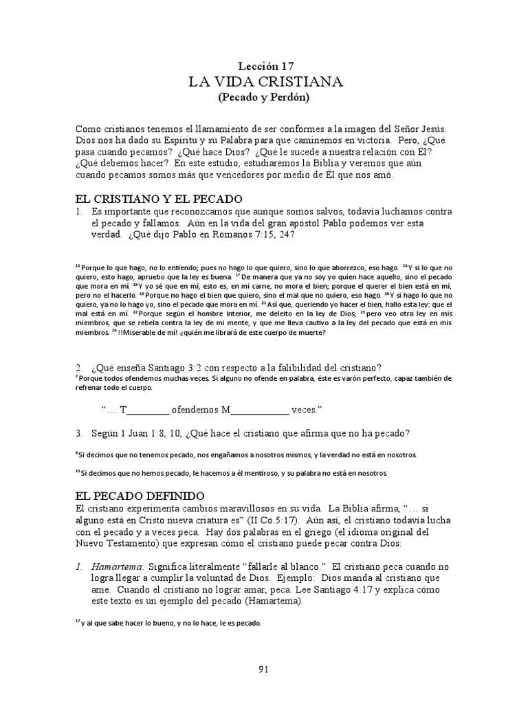 Clase 17 - La Vida Cristiana (Pecado y Perdón) | PDF | Pecado | Cristo (título)