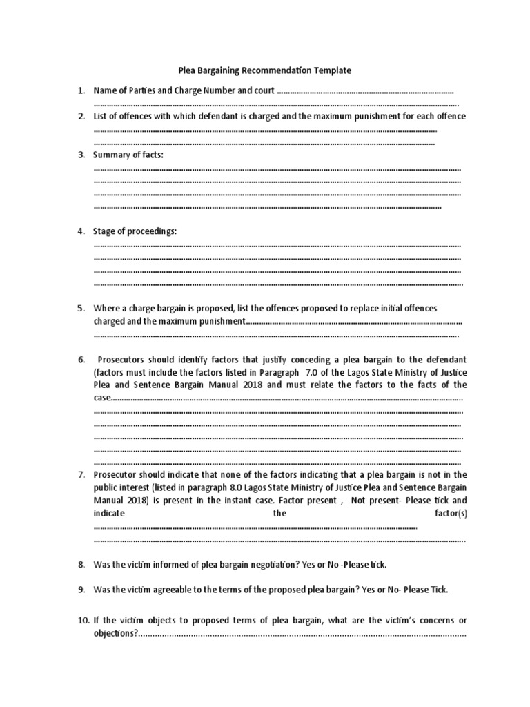 Plea Bargaining Reporting Template | Download Free PDF | Plea Bargain ...