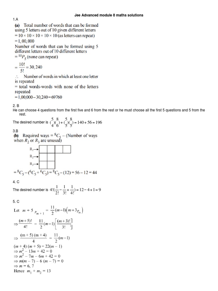 Jee Mains Module 8 Maths Solutions | PDF
