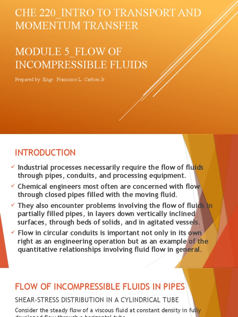 ChE 220 Mod 5 Flow of Incompressible Fluid 2020-2021 | PDF | Fluid ...