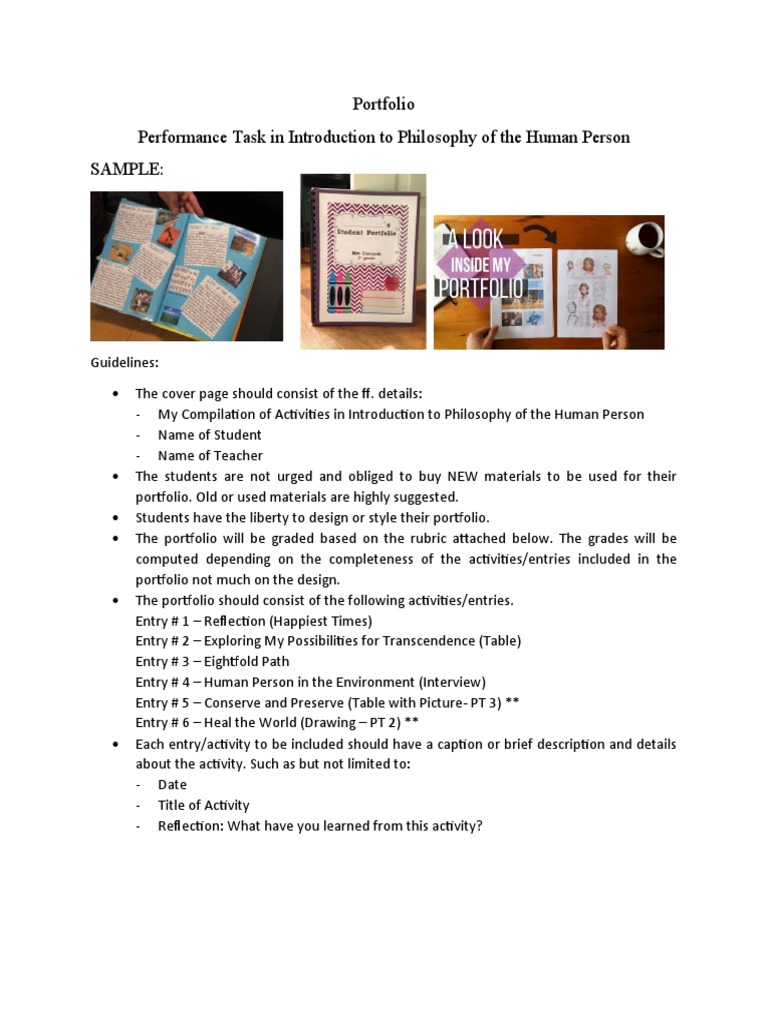 Portfolio Guidelines | PDF | Rubric (Academic) | Cognitive Psychology