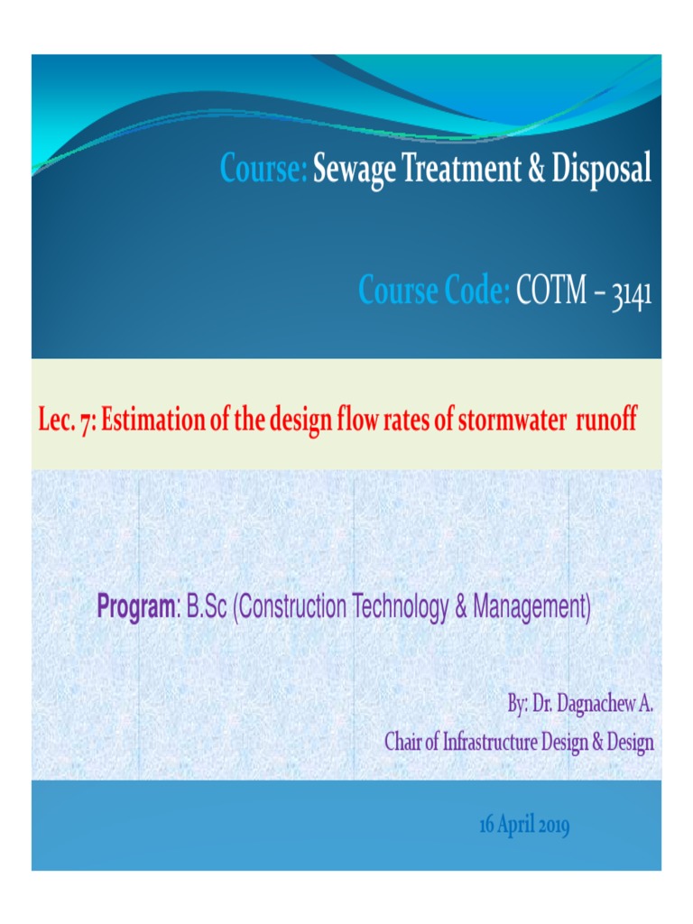 Lecture 7-Stormwater Flow Estimation (2) | PDF | Stormwater | Surface ...