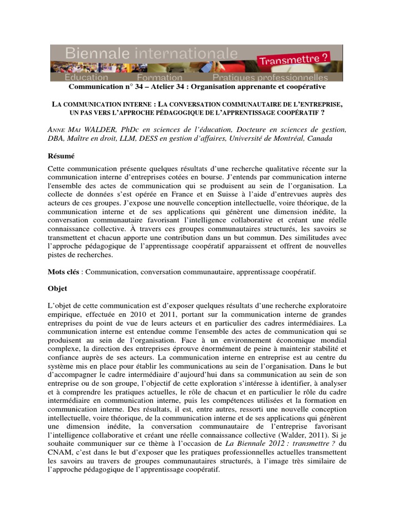 Communication Interne | PDF | la communication | Business