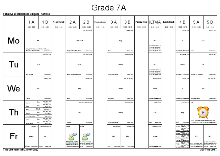 Pathways World School Timetable 2022 | PDF