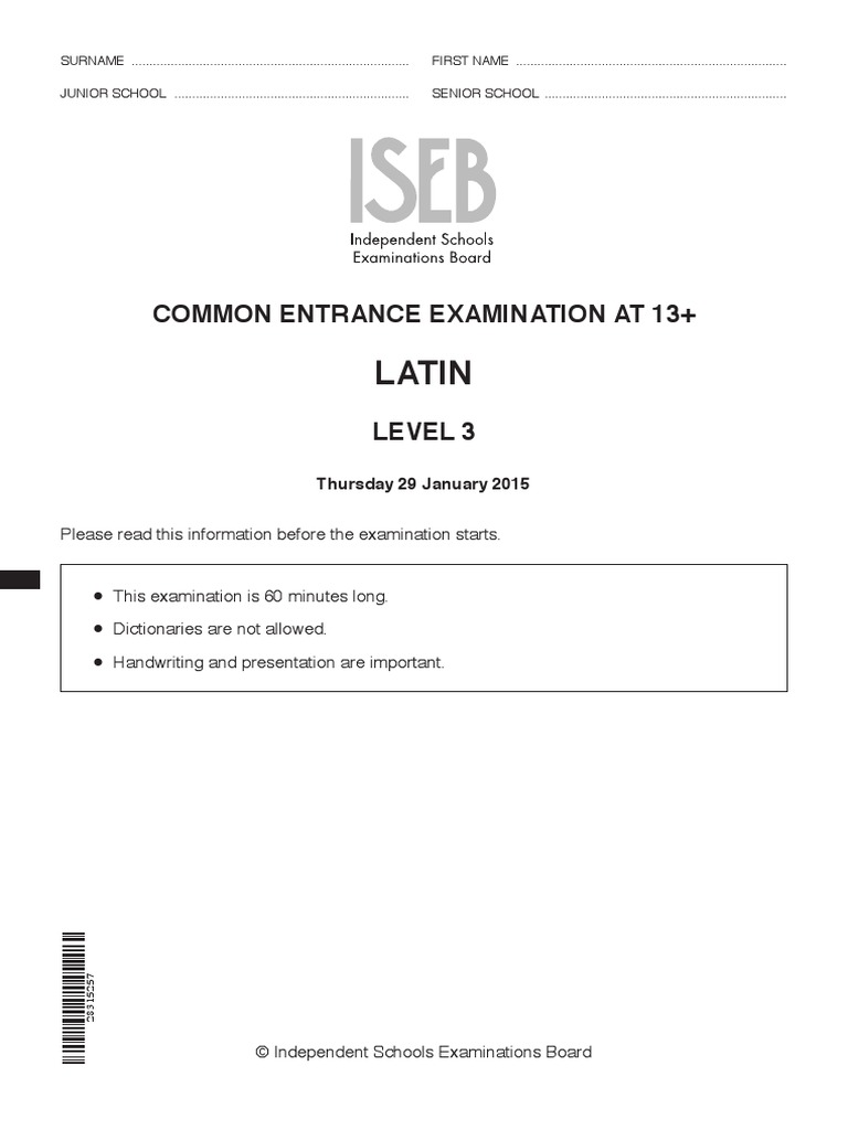 2015 Jan Latin Level 3 | PDF | Roman Empire | Languages