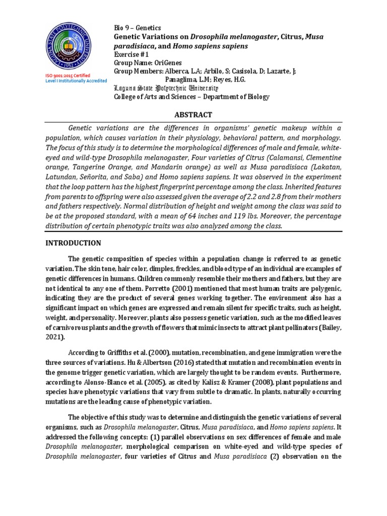 Bio9 Bio2a Labexer1 Origenes | PDF | Evolution | Genetic Diversity