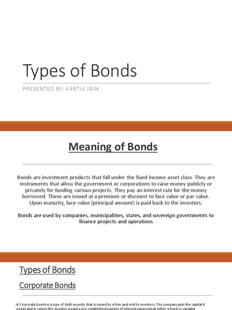 Types of Bonds | PDF | Bonds (Finance) | Convertible Bond
