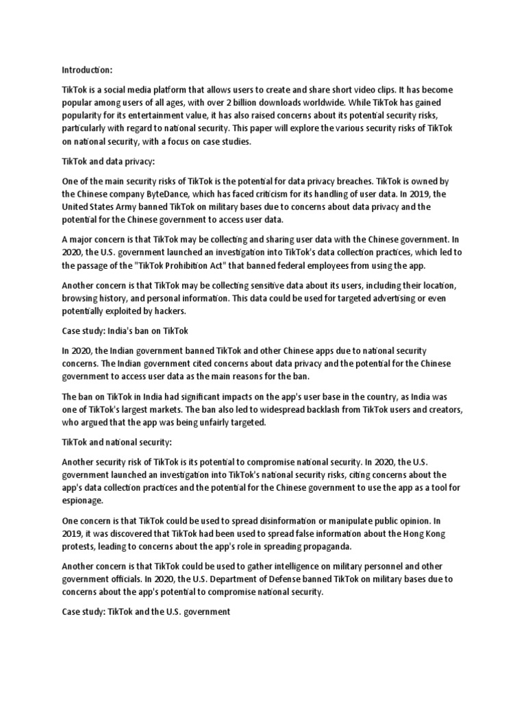 Tik Tok As A National Security Risk | Download Free PDF | Computer ...