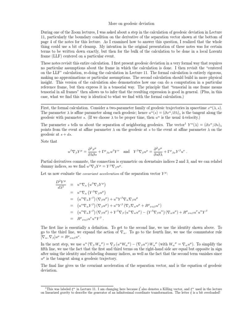 Geodesic Deviation | PDF | Mathematical Analysis | Physics