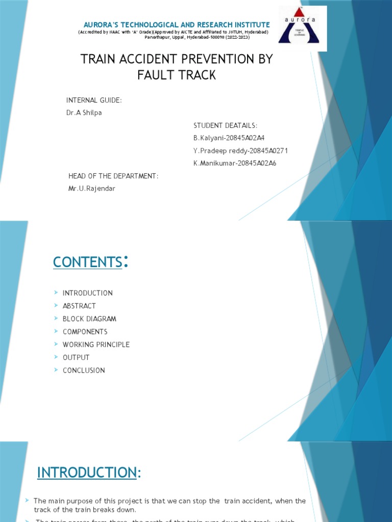 Train Accident Prevention by Fault Track: Aurora'S Technological and ...