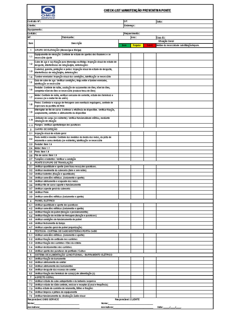 Checklist de Manutenção Preventiva | PDF | Freio | Veículos