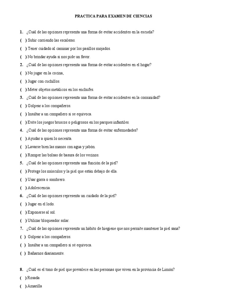 Práctica de Ciencias para 2do Grado | PDF | Piel