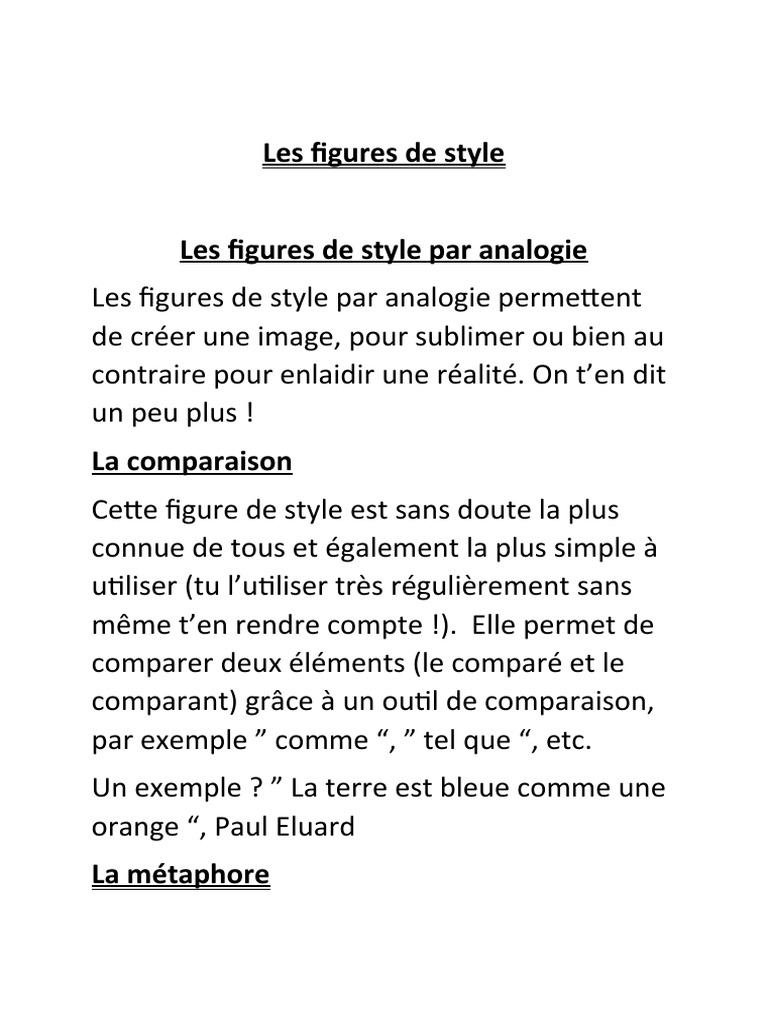 Les Figures de Style | PDF | Mécanismes de la poésie | Techniques de ...