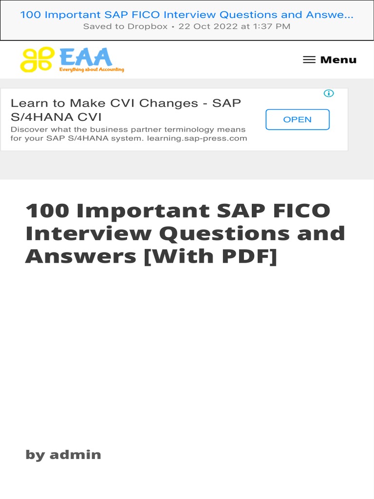 100 Important SAP FICO Interview Questions and Answers (With PDF) - Blog | PDF | Depreciation ...