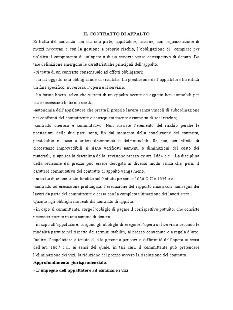 Il Contratto Di Appalto | PDF