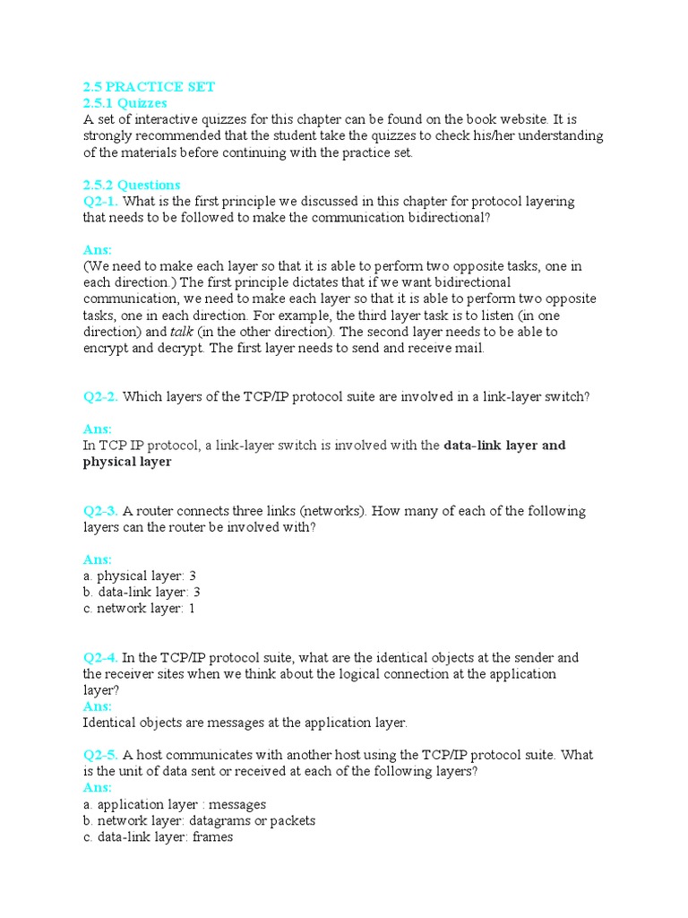 CN Chapter 2 Solutions | PDF | Internet Protocol Suite | Internet Protocols