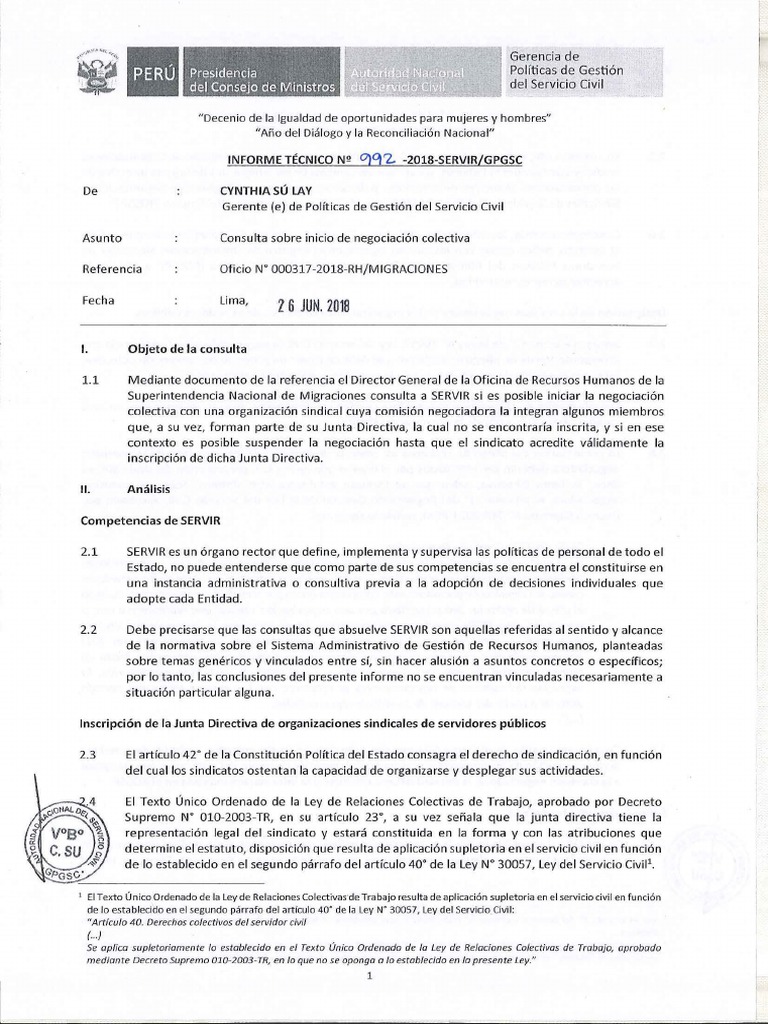 Informe Técnico 992-2018-SERVIR-GPGSC INSCRIPCION EN ROSSP NECESARIO ...