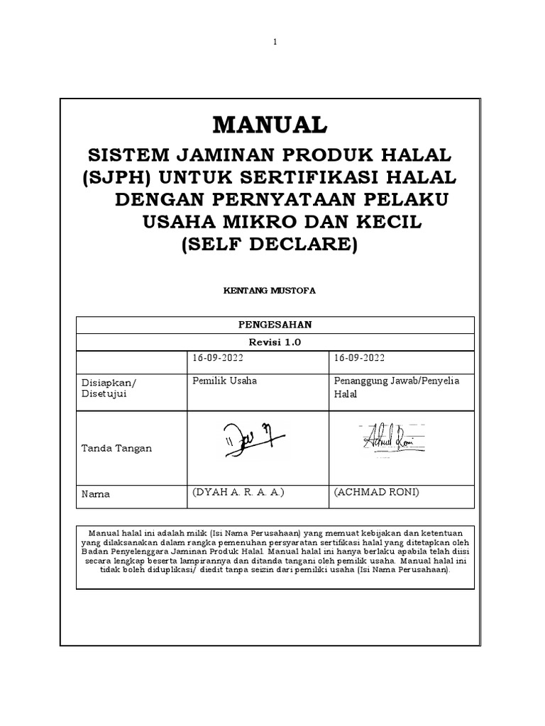 Manual SJPH Self Declare Final (Format Utk PU) | PDF
