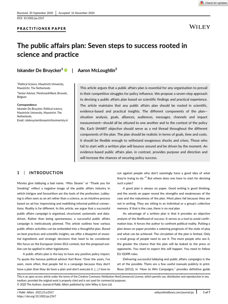 Journal of Public Affairs - 2020 - de Bruycker - The Public Affairs ...