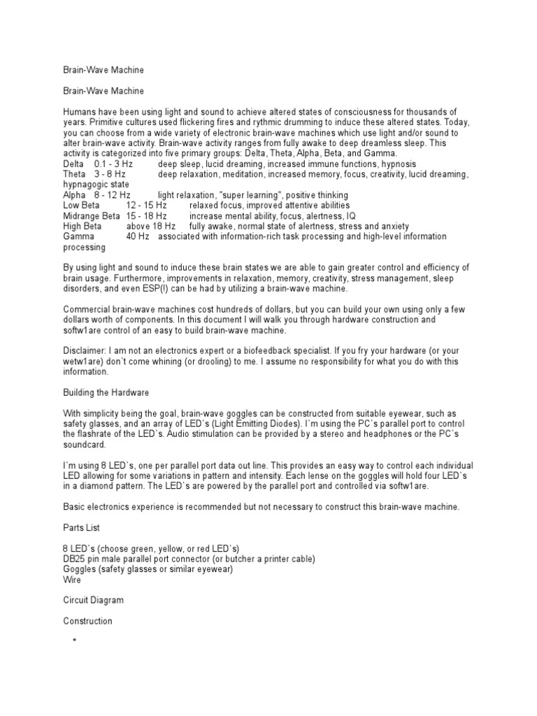 Build Your Own Brain-Wave Machine for Under $10 | PDF | Neural ...