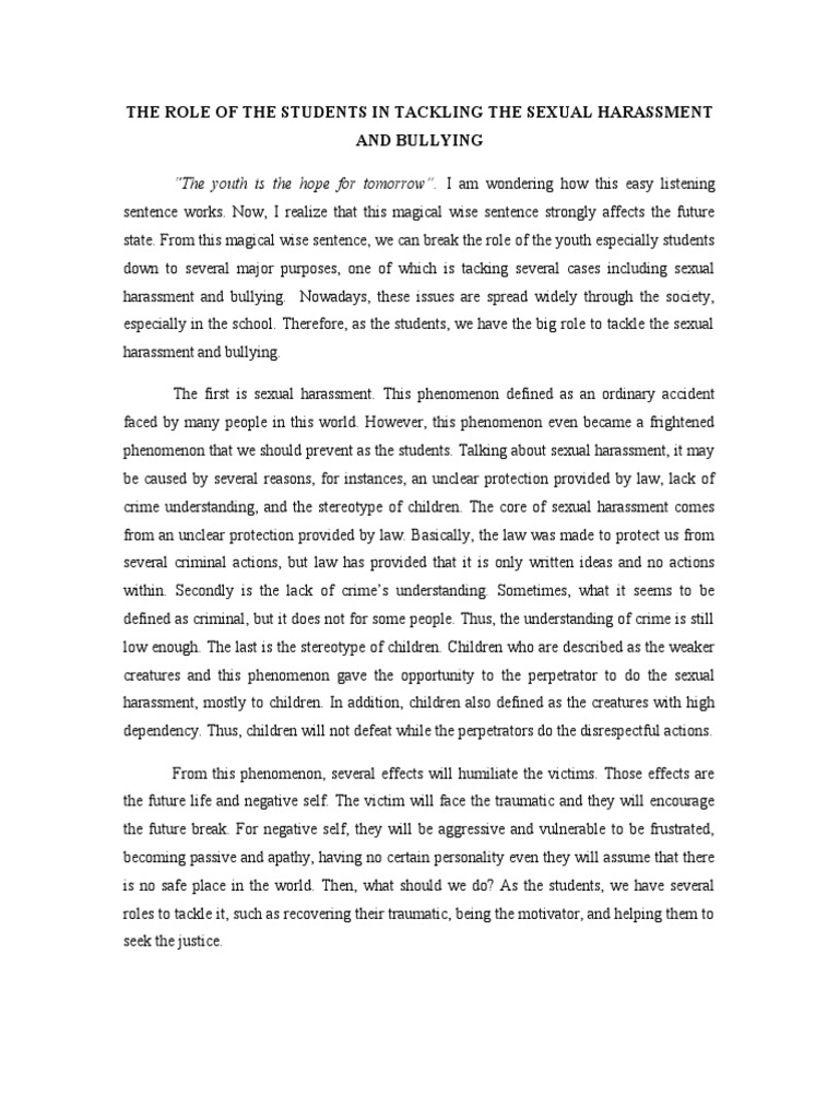 Students' Role in Combating Abuse | PDF | Bullying | Sexual Harassment