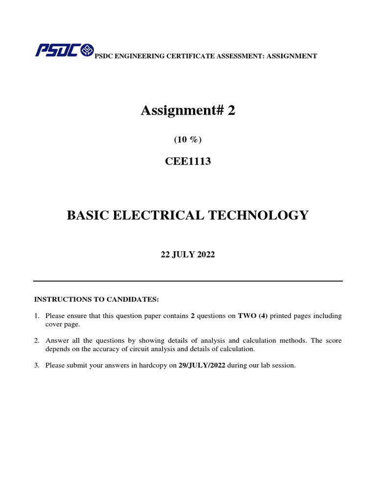 BET Assignment 2 - Questions | PDF | Capacitance | Electrical Network