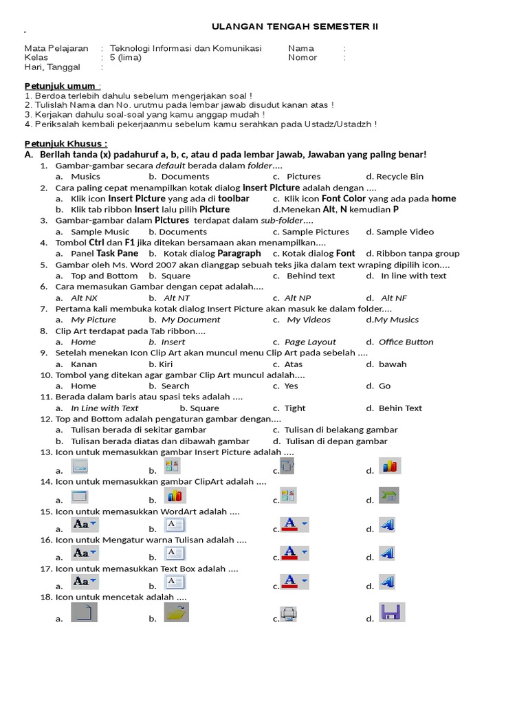 Ulangan Tengah Semester Ii: Petunjuk Umum | PDF