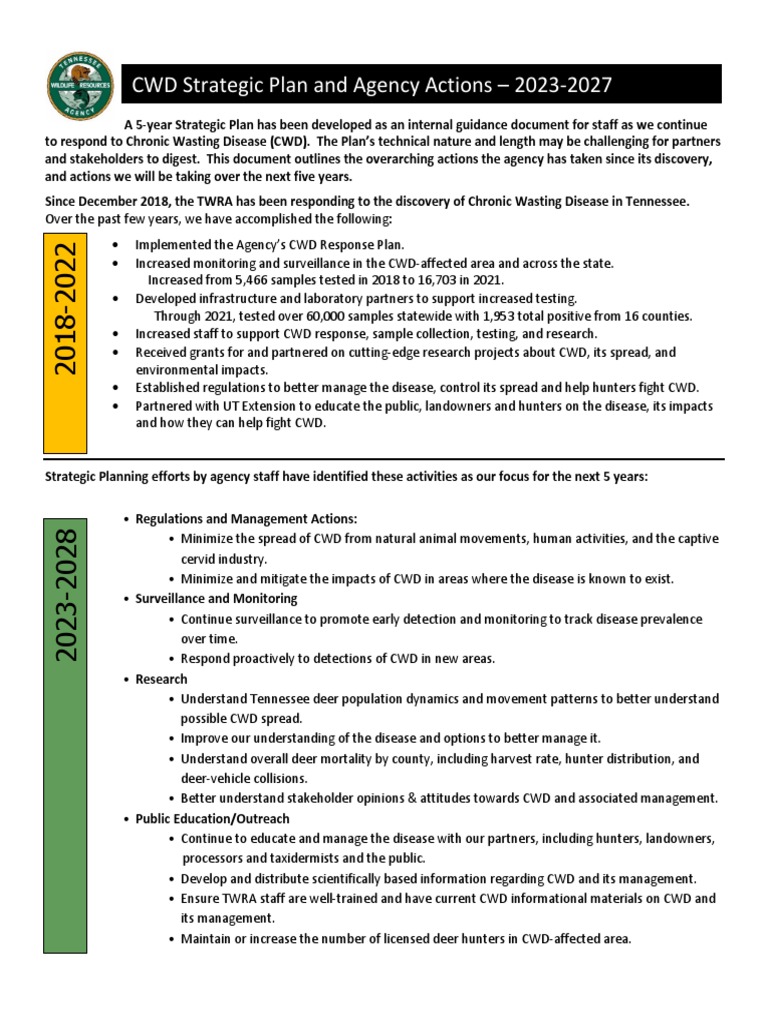 Draft CWD Response and Management Plan 2023 2027 | PDF | Infection