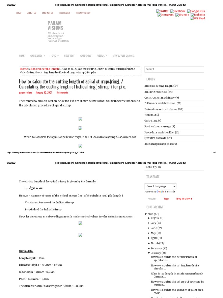 How To Calculate The Cutting Length of Spiral Stirrups (Ring ...