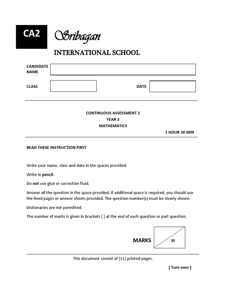 Ca 2 Year 2 - Maths | PDF