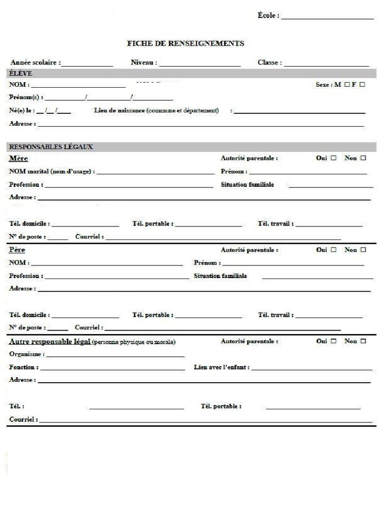 Fiche de renseignement | PDF